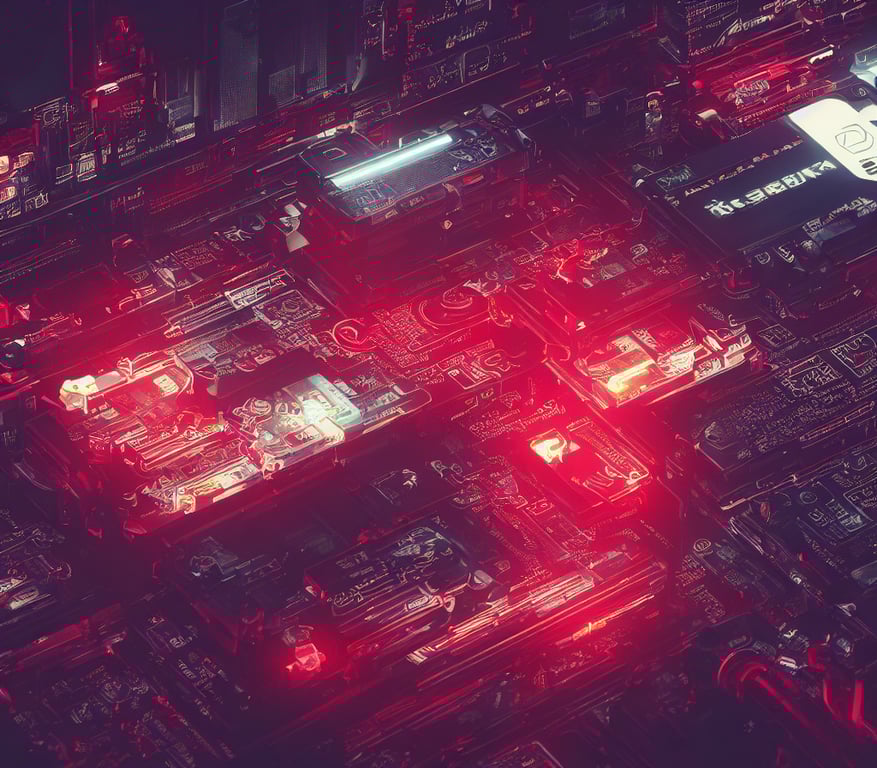 prompthunt: “cinematic picture of a red cyberpunk computer chip ...
