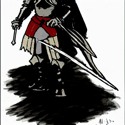 prompthunt: medieval knight crying concept art in the style of mike mignola