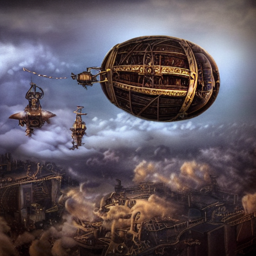 Flying Steampunk City