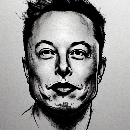 prompthunt: Elon Musk portrait profile, black and white sketch ...