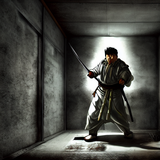 prompthunt: the stereotypical weeb fat man in the basement with katana ...