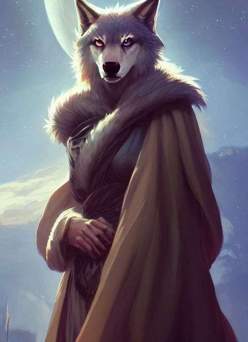 prompthunt: beautiful portrait of a female anthro wolf fursona wearing ...
