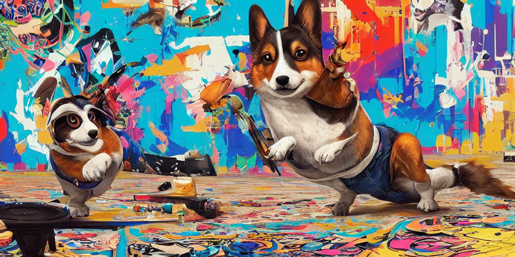prompthunt: beautiful painting of hiphop DJ corgi lofi breakdancing, by ...