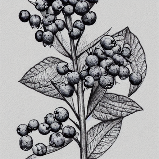Blueberry Bush Drawing