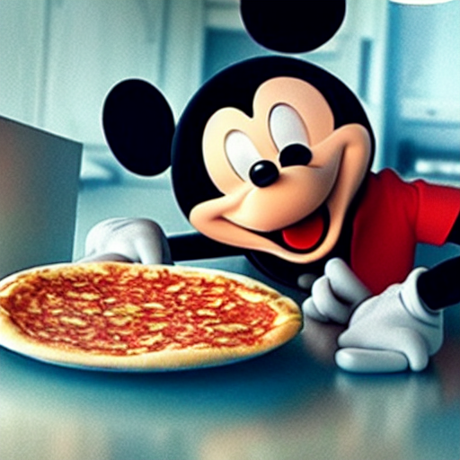 Mickey Mouse Eating Pizza