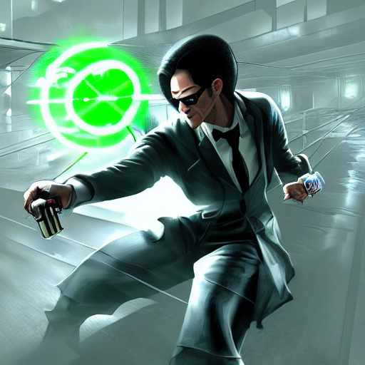 prompthunt: neo matrix dodge bullets, artstation