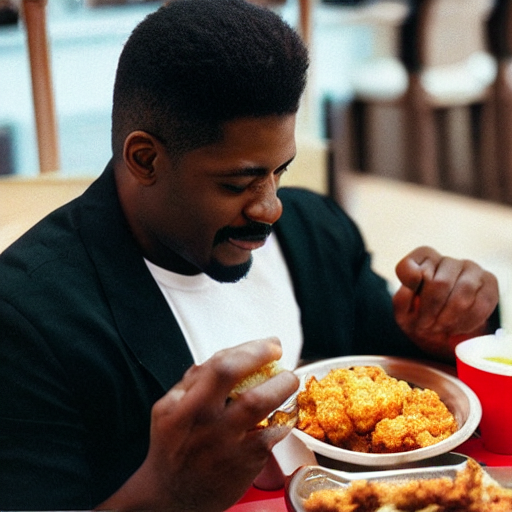 Black Man Eating Chicken Kfc