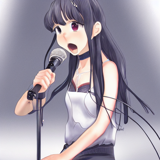Girl Singing Into Microphone Anime
