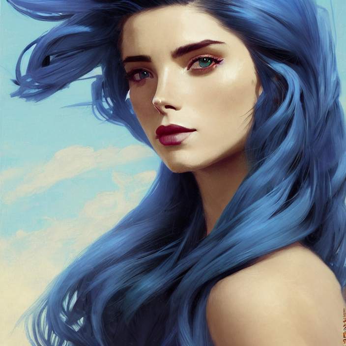 Lily Collins Blue Hair
