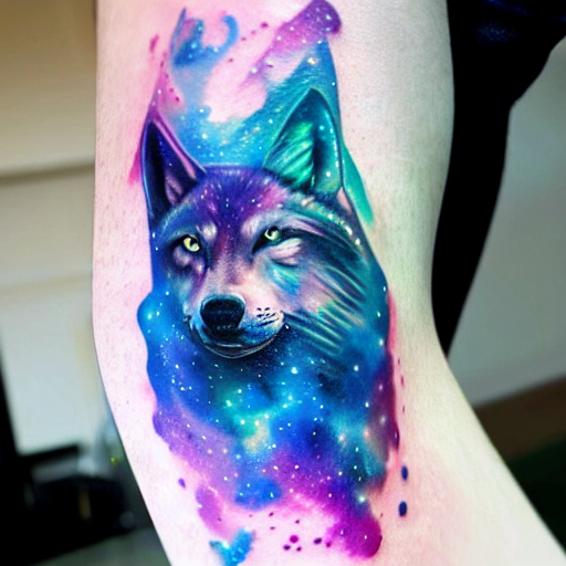 Galaxy Wolf Tattoo