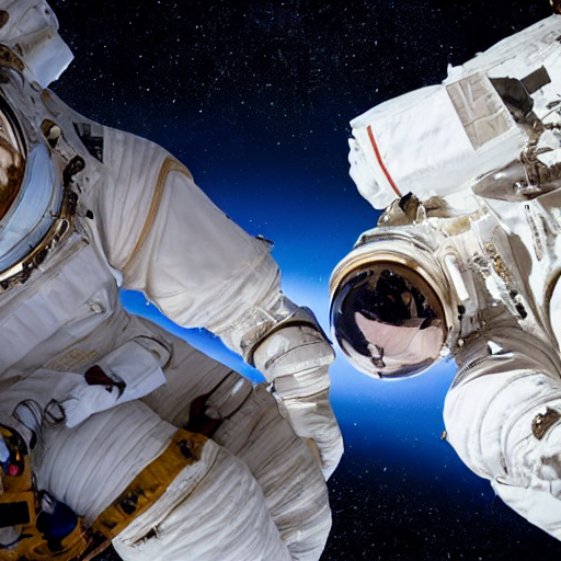 Two Astronauts Floating In Space