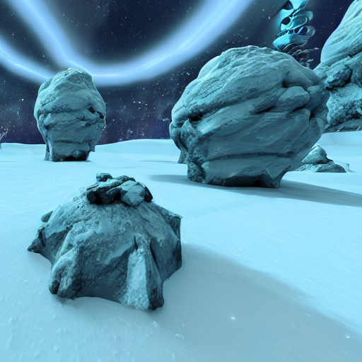 prompthunt: 3d survival game snowy alien planet with crystals in the ground