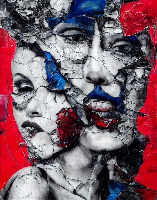 prompthunt: languid temptation. mixed media collage with shattered ...