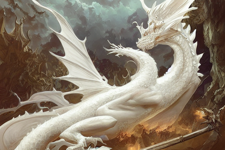 Fantasy White Dragon Wallpaper