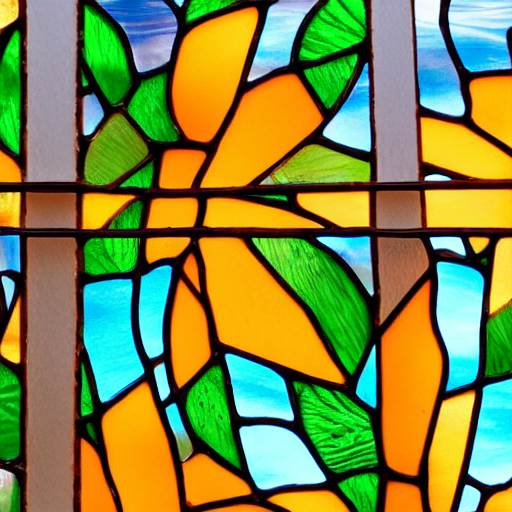 prompthunt: stained - glass window of mango fruits, sun rays ...