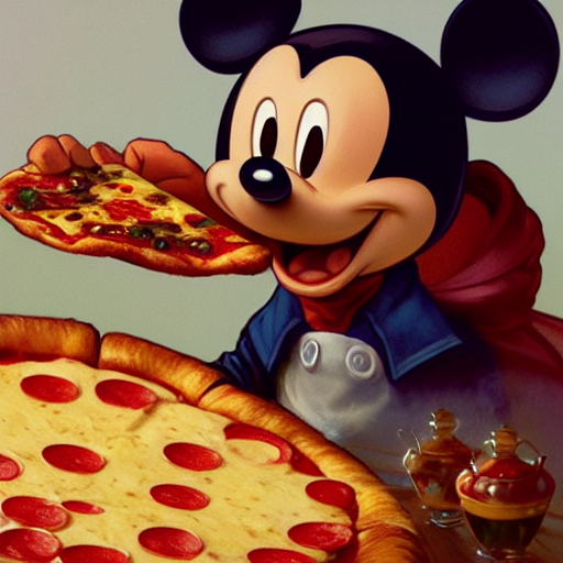 Mickey Mouse Eating Pizza