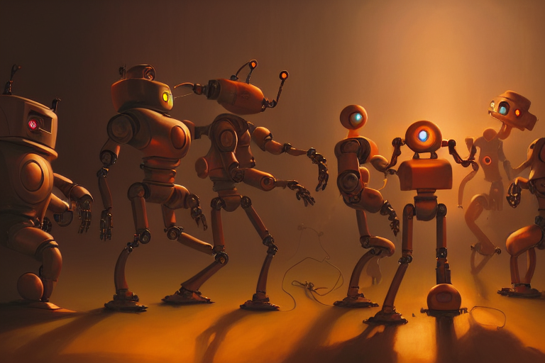 prompthunt: robots dancing by otto dix and greg rutkowski and andreas ...