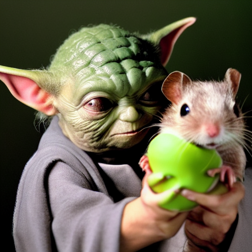 prompthunt: yoda choking a hamster