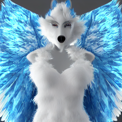 Anime Blue Wolf With Wings