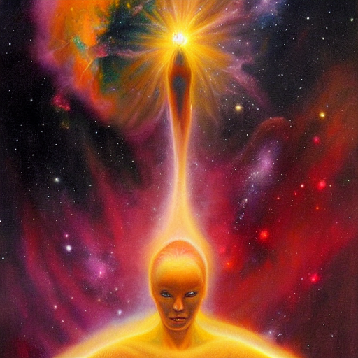 prompthunt: A beautiful painting of a cosmic being with a nebula as its ...
