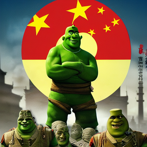 prompthunt: a chinese propaganda poster human shrek in world war 3, ww ...