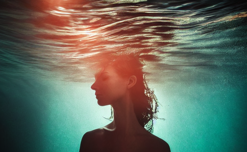 Woman Underwater Hair