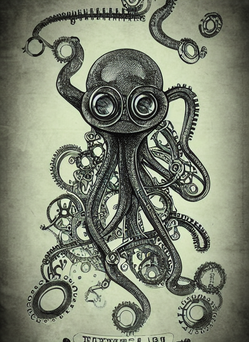Steampunk Octopus Illustration