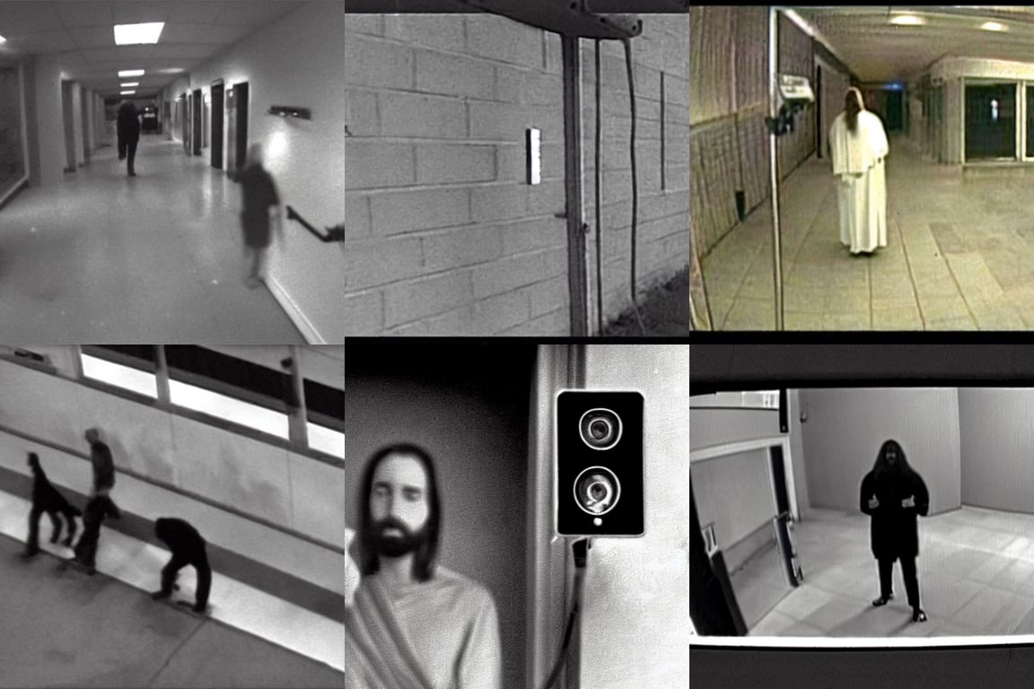 prompthunt: jesus christ caught on cctv security camera footage
