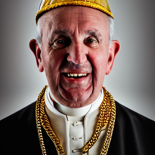 prompthunt: portrait of a catholic pope, wearing gold gangster chains ...