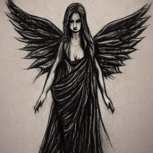 prompthunt: gothic angel charcoal sketch by master artist