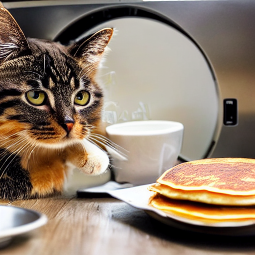 Cat Eating Pancakes