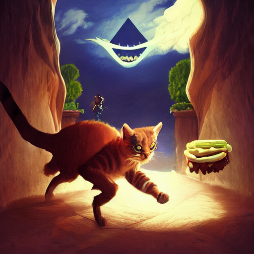 Scared Running Cat Cartoon