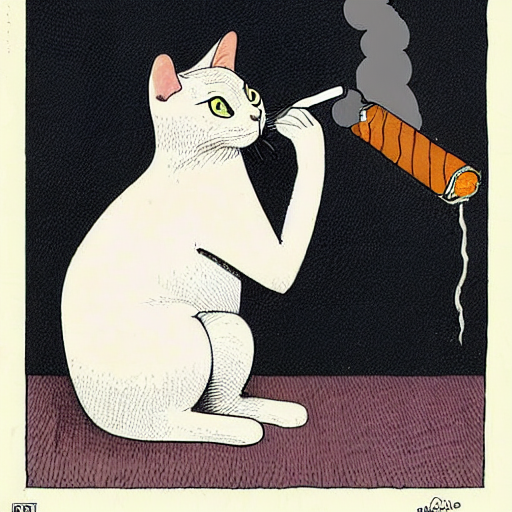 Cat Smoking Cigarette Cartoon
