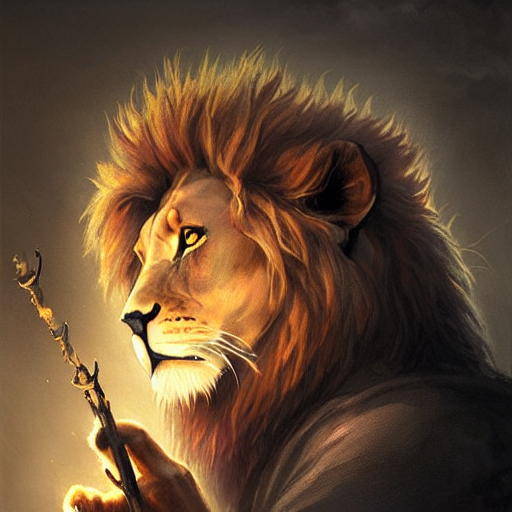 Half Human Half Lion Face