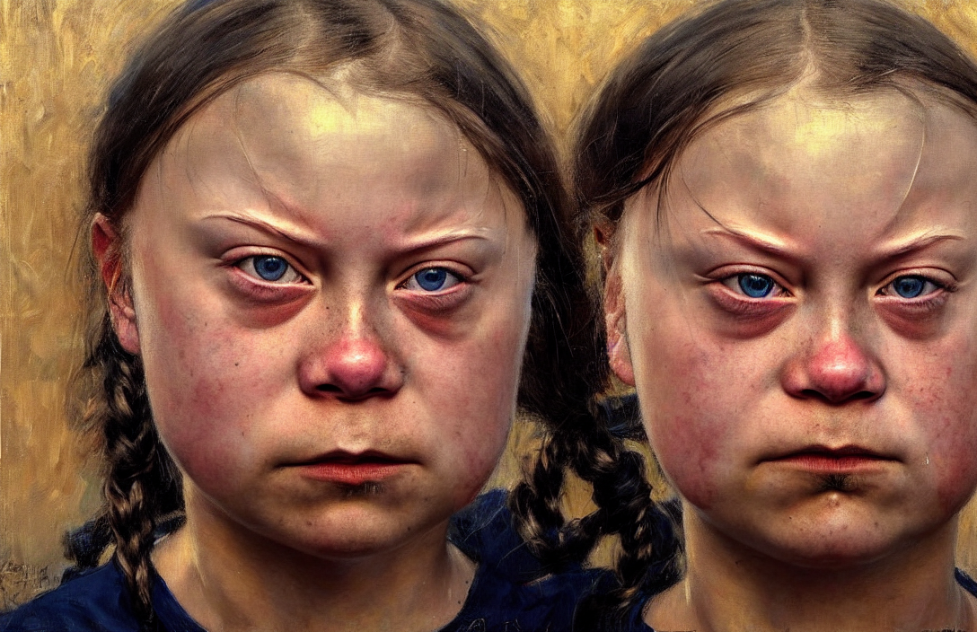 prompthunt: portrait of greta thunberg looking angry ...