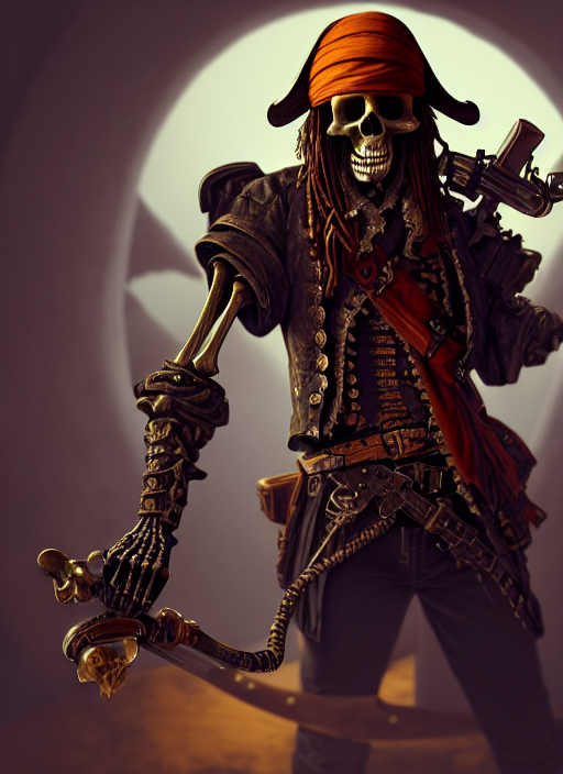 prompthunt: grizzled skeleton pirate with gun belt, matte painting ...