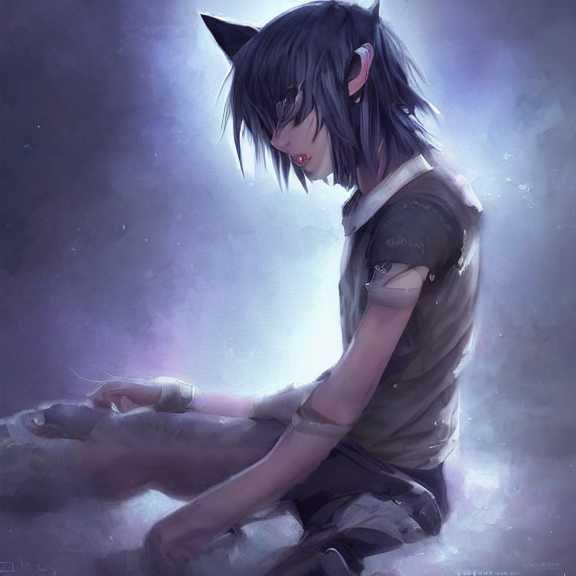 Anime Boy With Cat Ears And Tail
