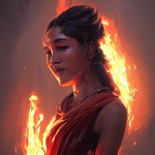 prompthunt: a beautiful portrait of a fire goddess by greg rutkowski ...