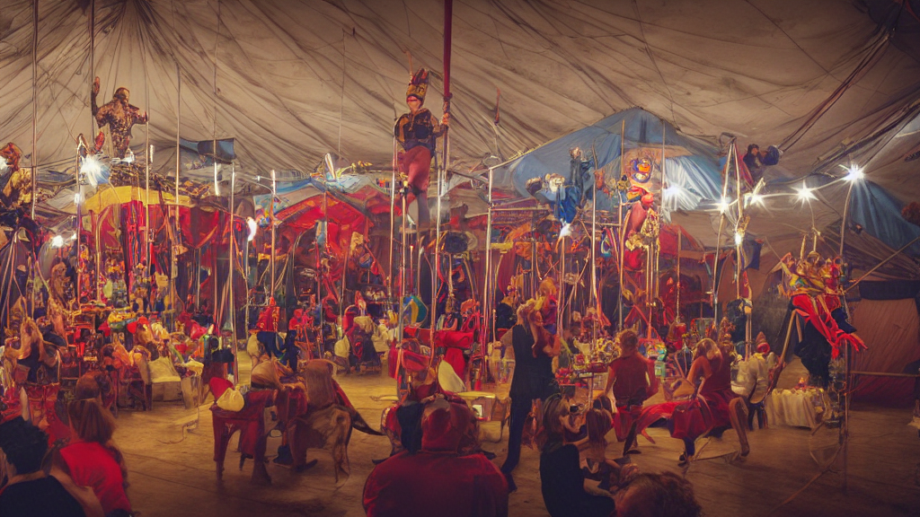 Inside Circus Tent Crowd