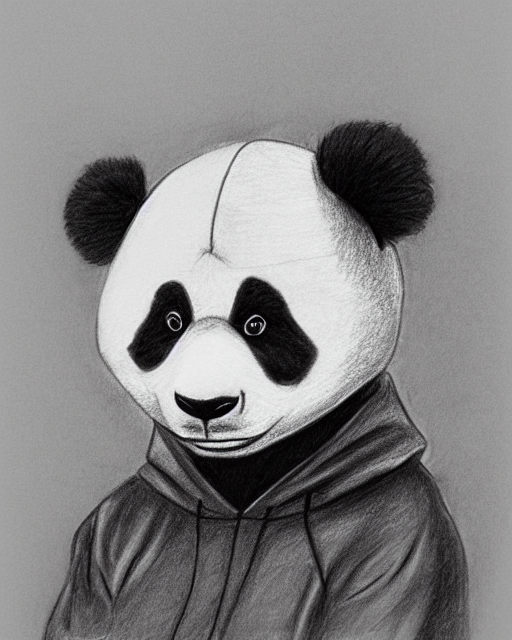 Panda Head Drawing In Pencil