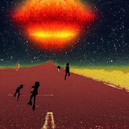 People Running Away From Explosion