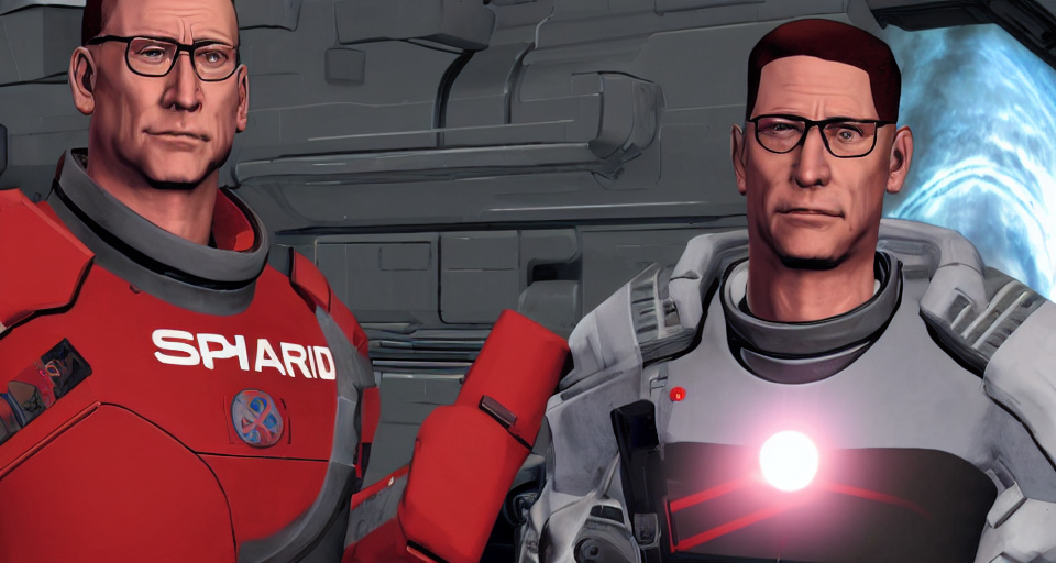 prompthunt: ps 5. cargo bay. hank hill as commander shepard discussing ...