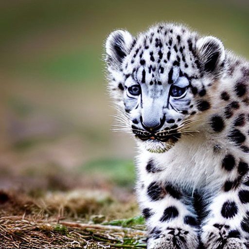 Cute Snow Leopard Cubs With Blue Eyes