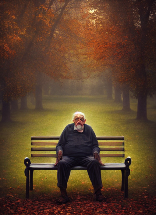 Old Man Park Bench