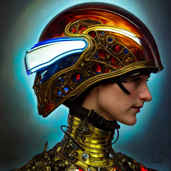 prompthunt: stain - glass cyborg, helmet made of glass, glass armor ...