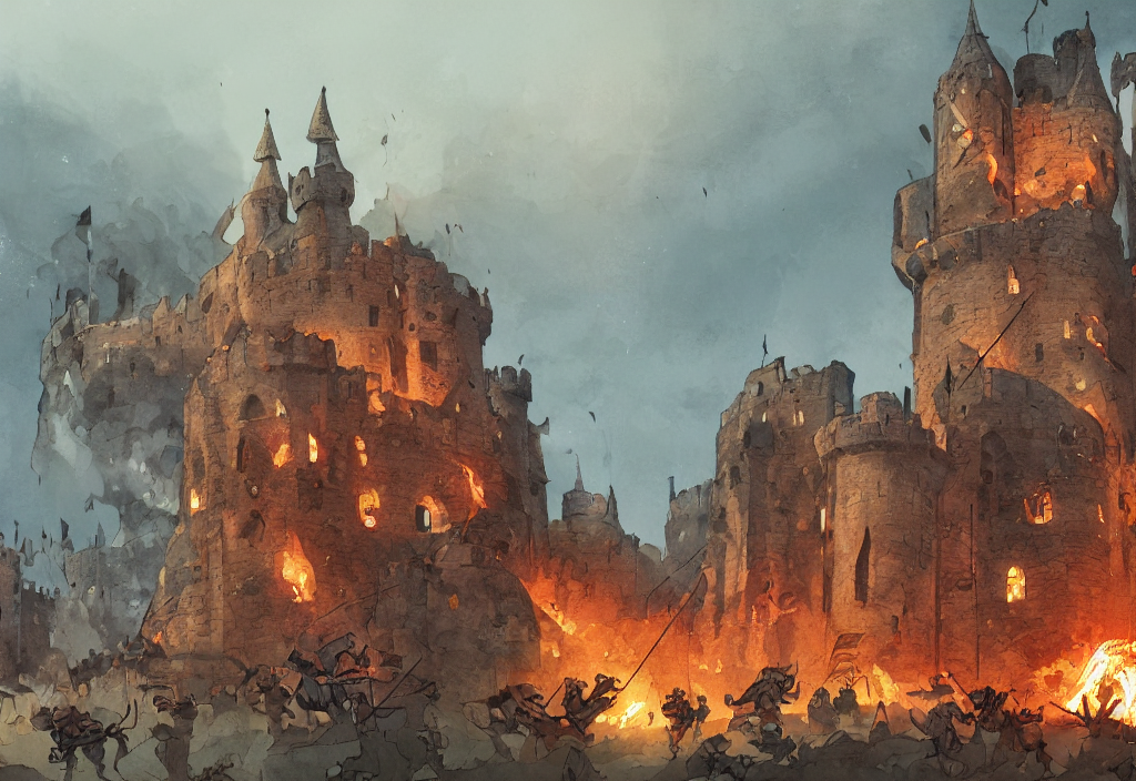 Medieval Castle On Fire