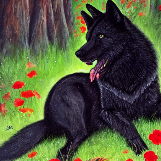 Red Wolf With Green Eyes