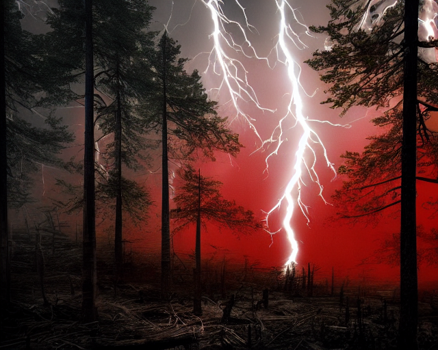 Red Lightning Storm