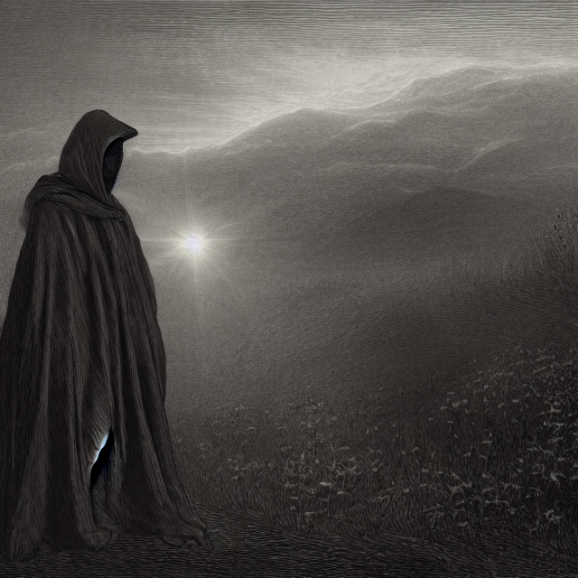 Black Cloaked Figure Drawing