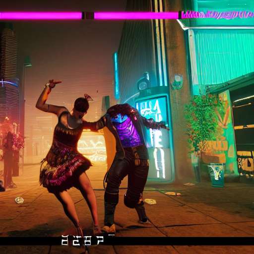 prompthunt: Dancing hippies Cyberpunk 2077. CP2077. 3840 x 2160